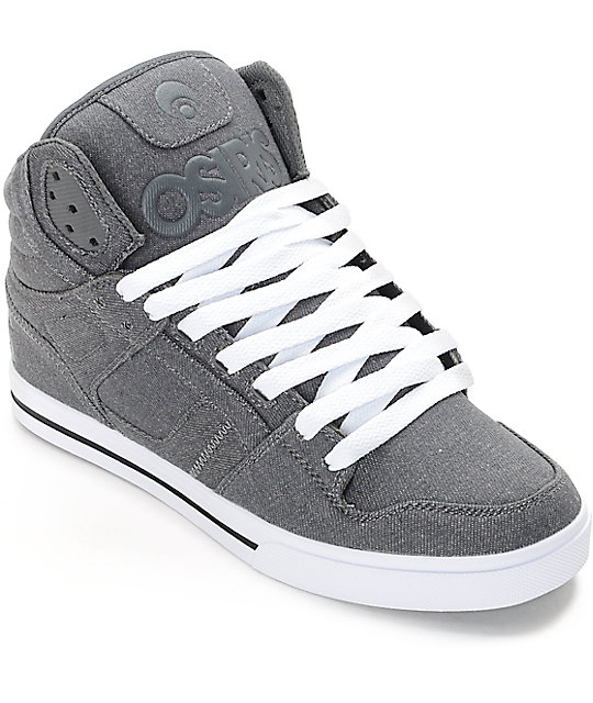 Osiris Clone Grey & White Denim Skate Shoes | Zumiez