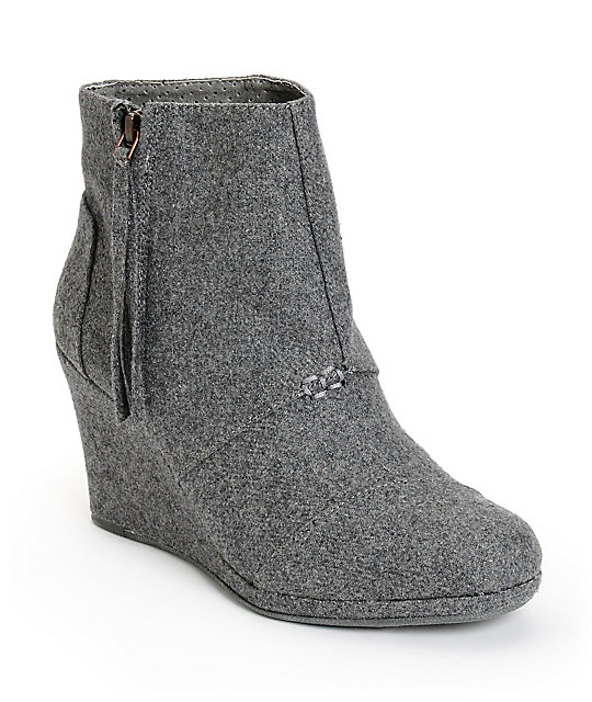 Toms Desert Wedge Highs Grey Wool Wedges Zumiez