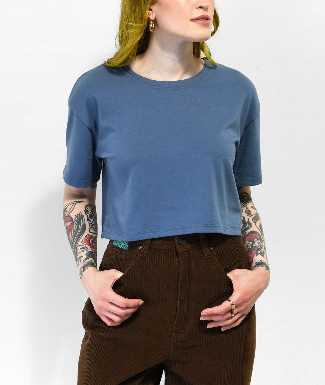 RIPNDIP Blonded White & Blue Crop Ringer T-Shirt | Zumiez