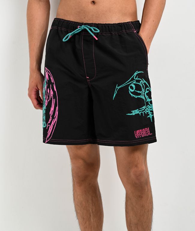 Vitriol Fusion Black, Pink & Blue Board Shorts - Vitriol