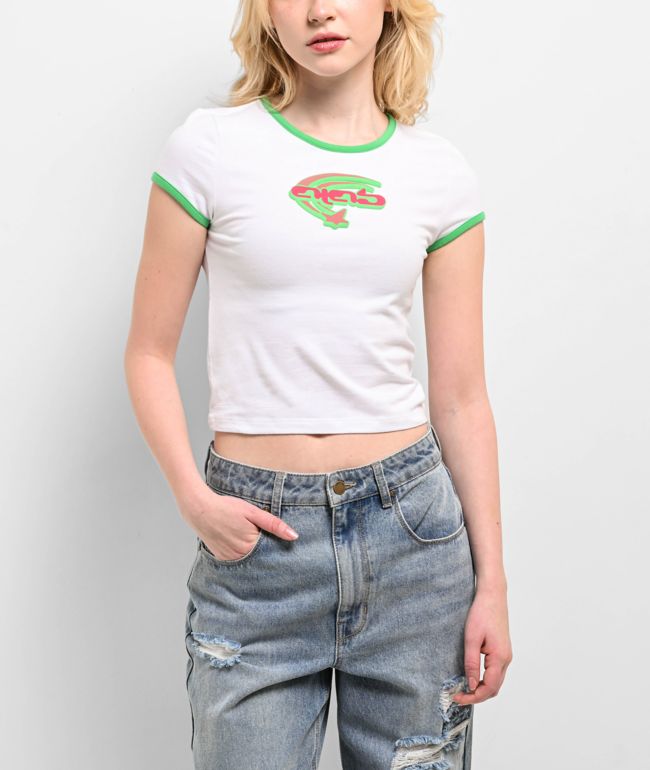 Lurking Class by Sketchy Tank Burnout Ringer White Crop T-Shirt | Zumiez