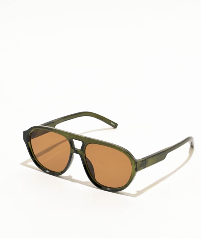 Pilot Grey & Green Sunglasses | Zumiez