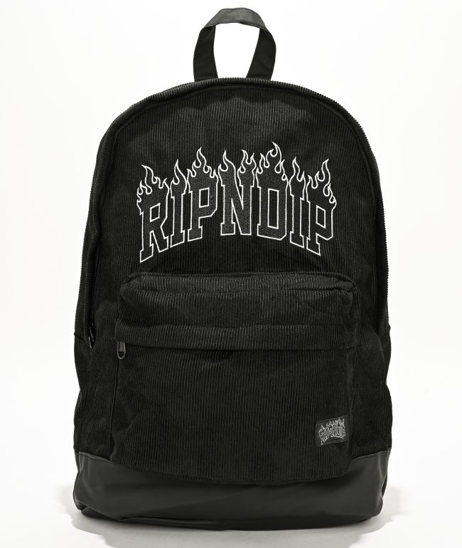 RIPNDIP Inferno Black Corduroy Backpack - RIPNDIP