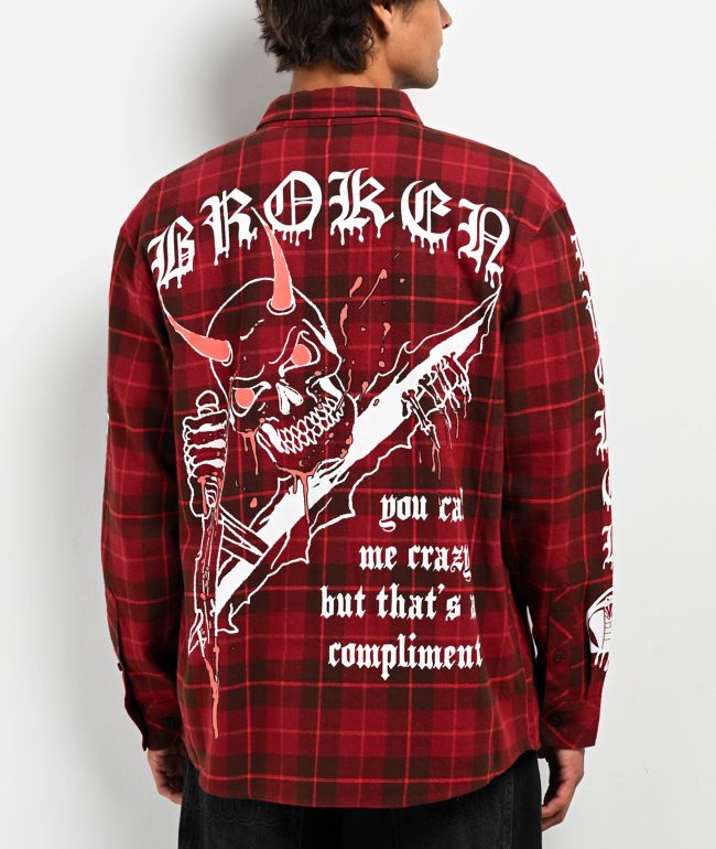Broken Promises 5150 Red Flannel Button Up Shirt - Broken Promises