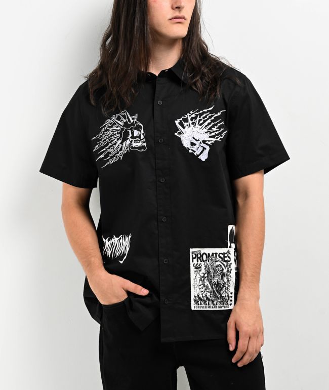 Broken Promises Antonym Black Button Up Shirt - Broken Promises