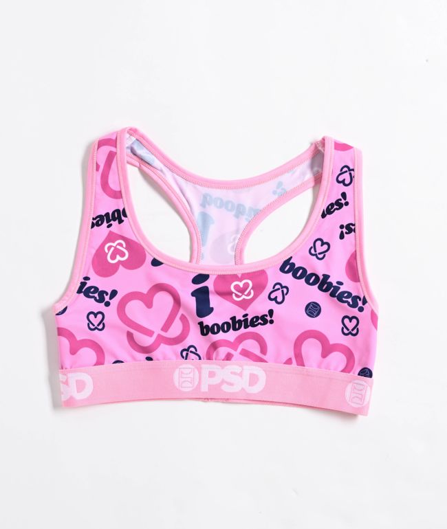 PSD x Keep A Breast Foundation I Heart Boobies Pink Sports Bra - PSD ...