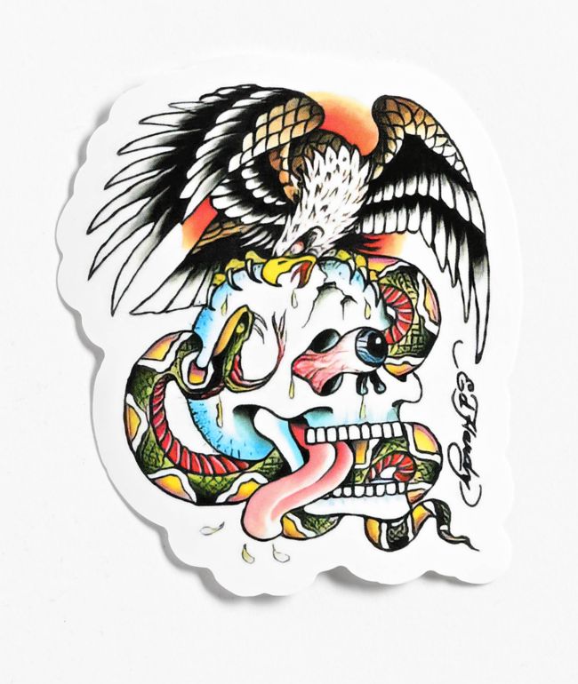 Ed Hardy Battle Skull Sticker - Ed Hardy