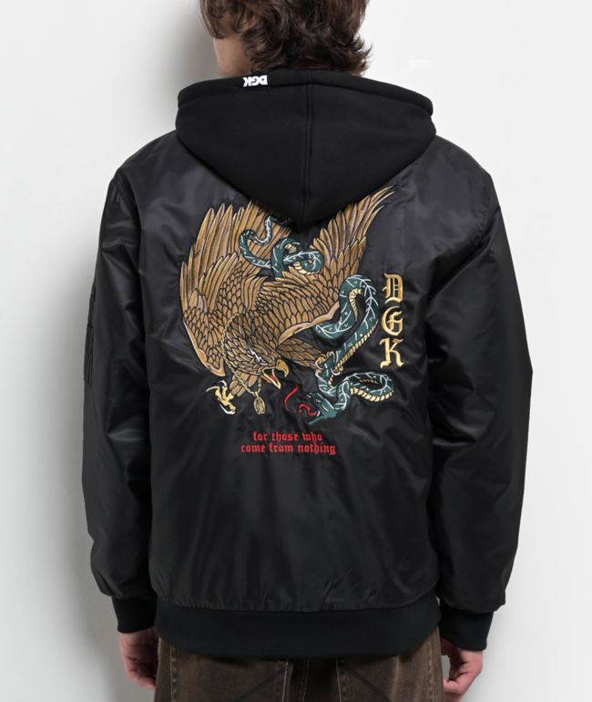 DGK Guerrero Black Hooded Bomber Jacket - DGK