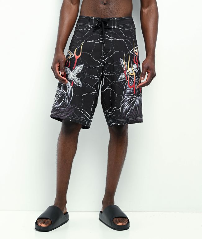 Affliction Phantom Fire Black Board Shorts - Affliction