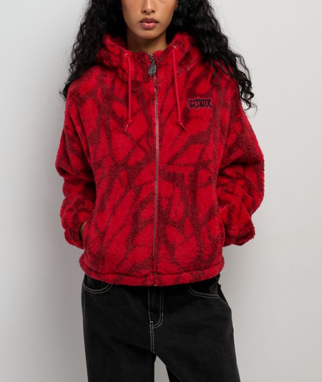 Ninth Hall Aven Flames Grey Sherpa Zip Hoodie | Zumiez