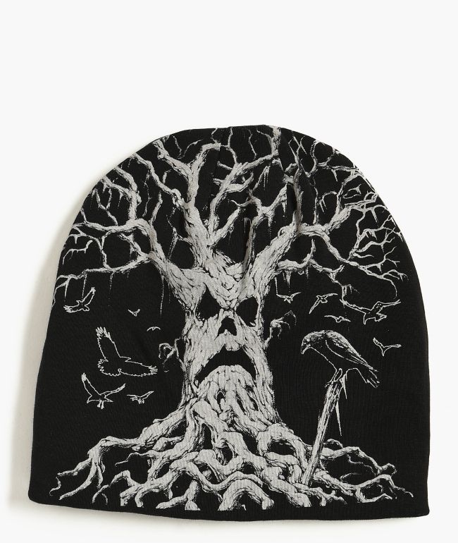 Affliction x Haunted Mound Massacre Black Reversible Skully Beanie | Zumiez