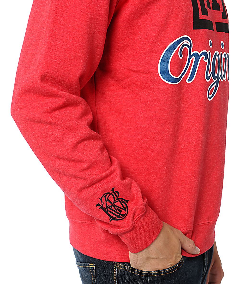 KR3W Original 3 Red Crew Neck Sweatshirt | Zumiez