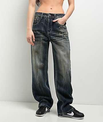 Ninth Hall Alyssia Contrast Blue Wash Mid Rise Flare Jeans | Zumiez