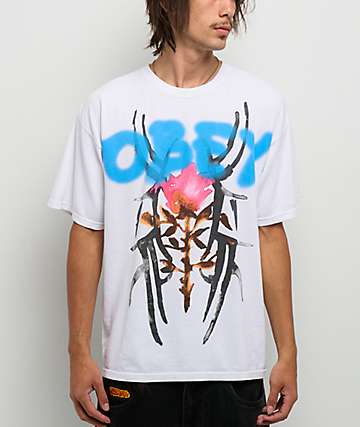 Obey Lotus With Hands Cream T-Shirt | Zumiez