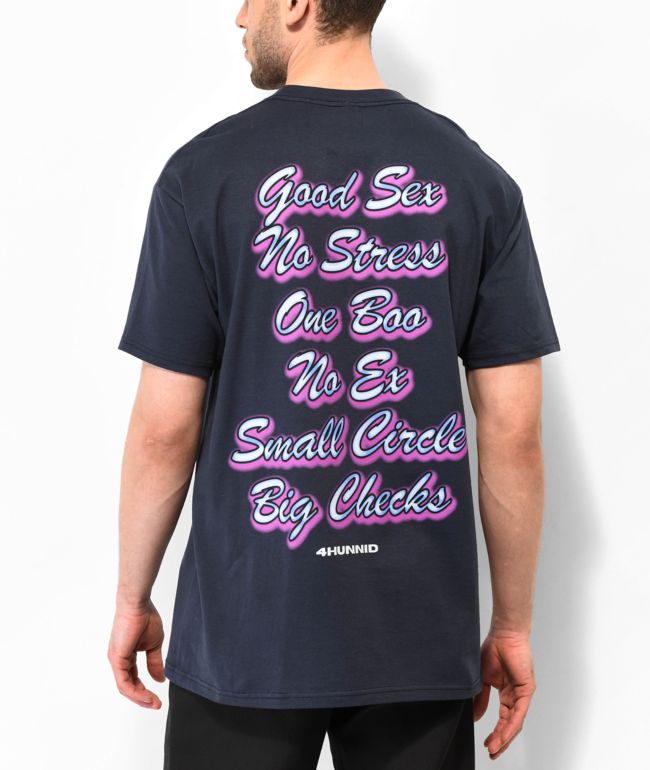 4hunnid Good Sex Airbrush Navy T Shirt