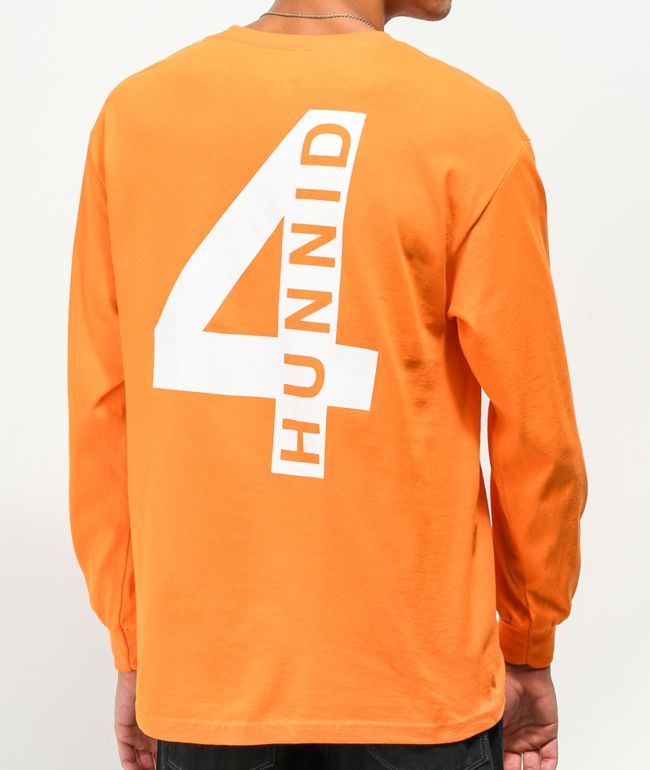 4Hunnid Logo Orange Long Sleeve T-Shirt