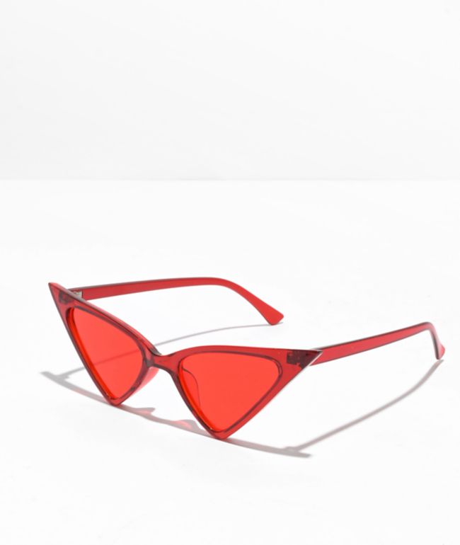 Basic Triangle Red Cat Eye Sunglasses