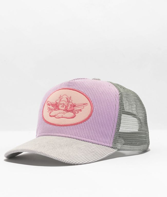 Boys Lie Luna White, Grey & Pink Corduroy Trucker Hat