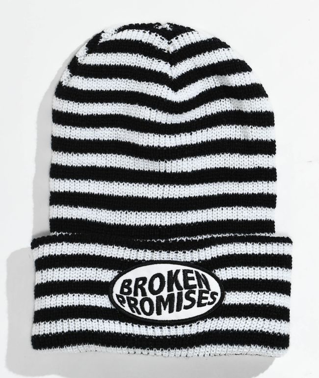 Broken Promises Dilated White Stripe Beanie