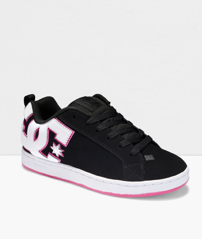 DC Court Graffik Black & Hot Pink Skate Shoes