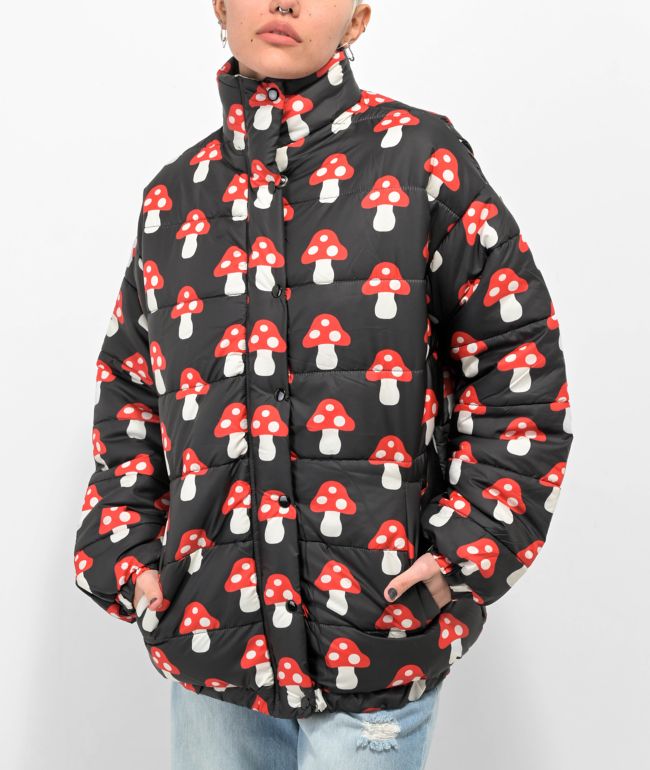 Daisy Street Mushroom Black Puffer Jacket