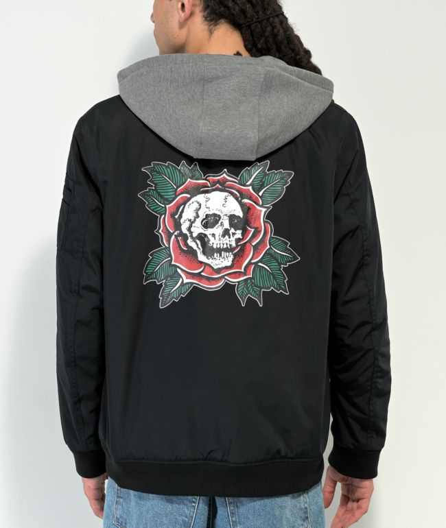 Empyre Distortion Black Hooded Bomber Jacket