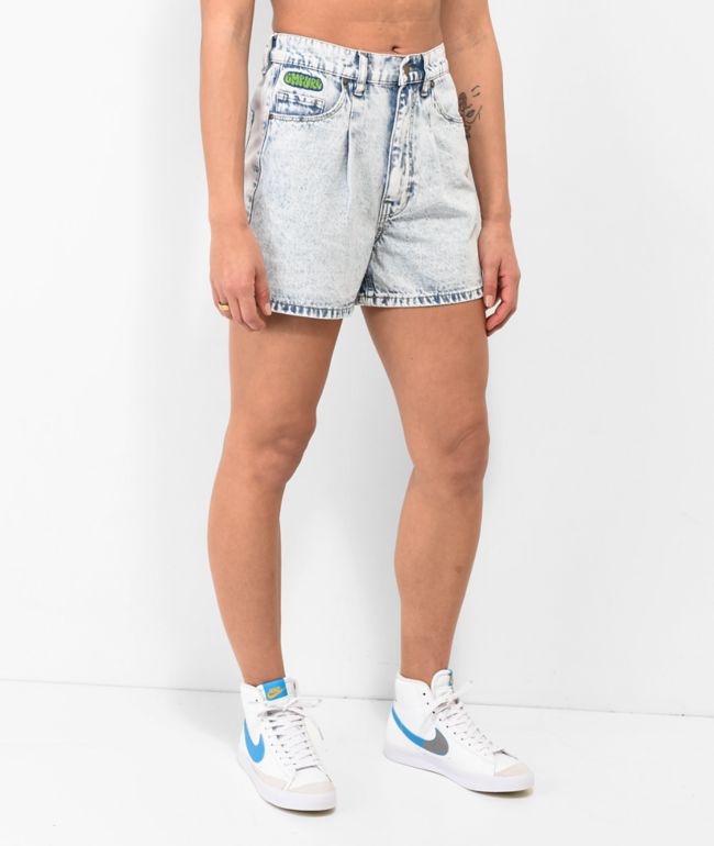Empyre Tori Blue Pleated Denim Skate Shorts