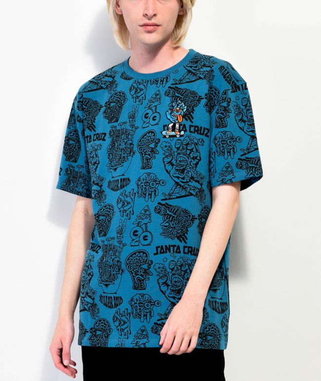 Killer Acid x Santa Cruz All Over Print Navy T-Shirt