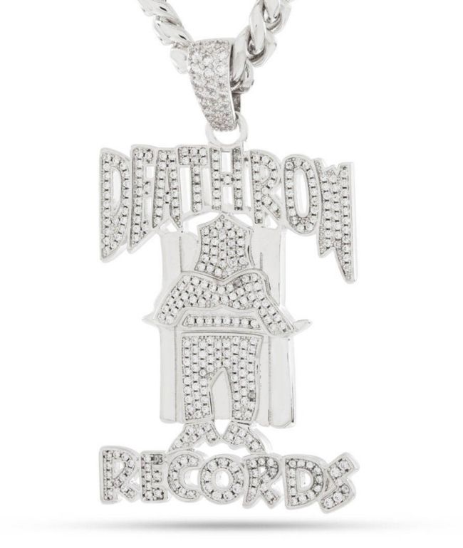 King Ice x Death Row Records OG Death Row Logo 20" Silver Chain Necklace