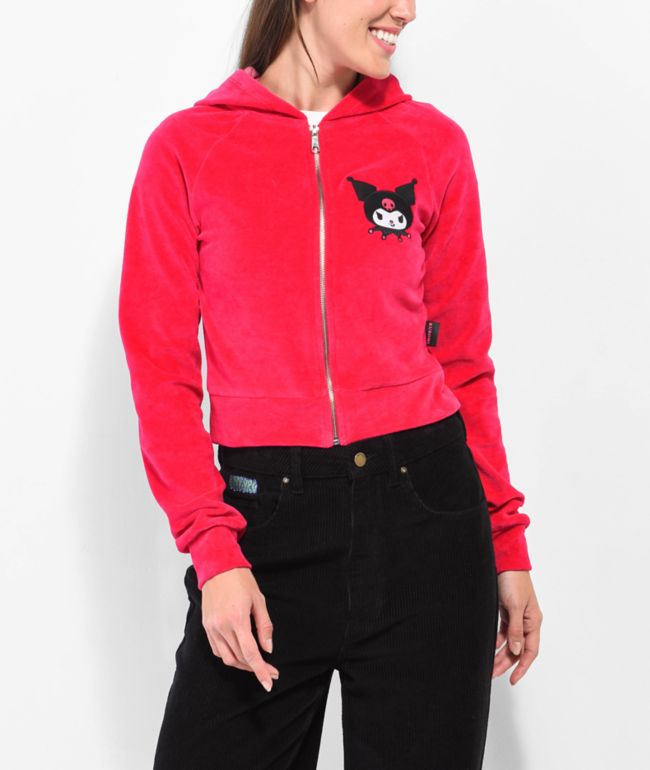 NGOrder x Sanrio Kuromi Hot Pink Velour Crop Zip Hoodie