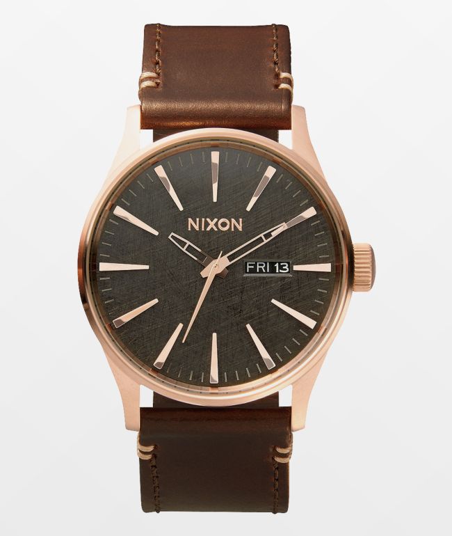 Nixon Sentry Leather Analog Watch