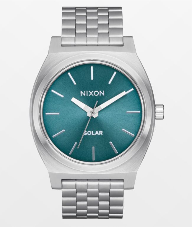 Nixon Time Teller Solar Silver & Dusty Blue Sunray Analog Watch