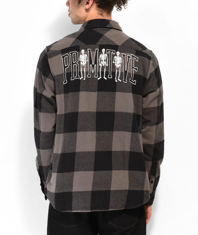Primitive Bygone Grey Long Sleeve Flannel Shirt