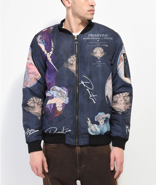 Primitive x Mucha Tragedy Navy Bomber Jacket