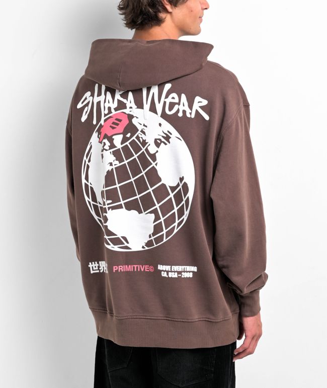 Primitive x Shaka Wear Takeover Brown Heavyweight Hoodie