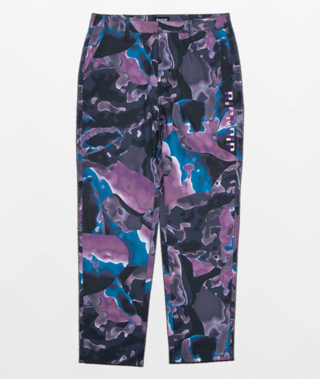 RIPNDIP Light Beam Black & Purple All Over Print Ripstop Pants