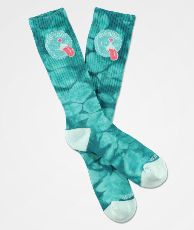 RIPNDIP Pill Teal Tie Dye Crew Socks
