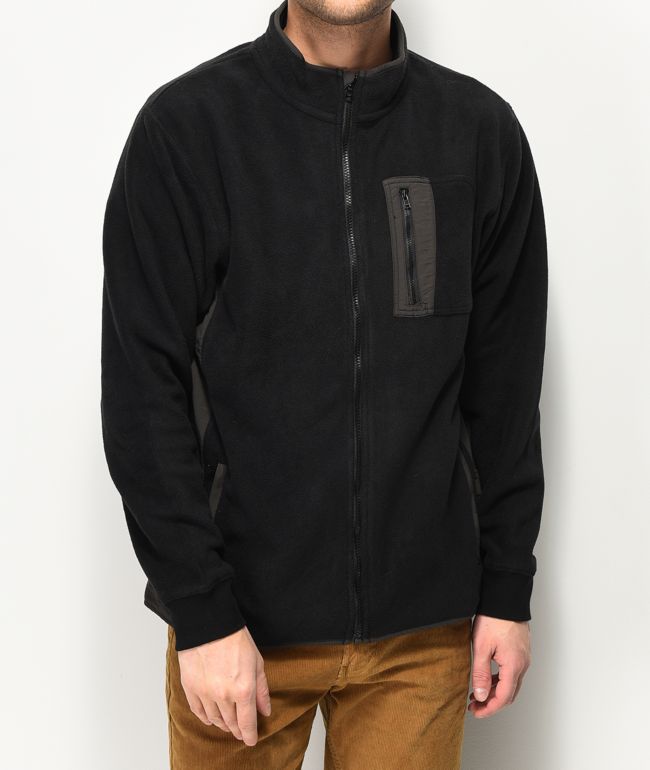 RVCA Theros Black Zip Crew Neck Fleece Jacket