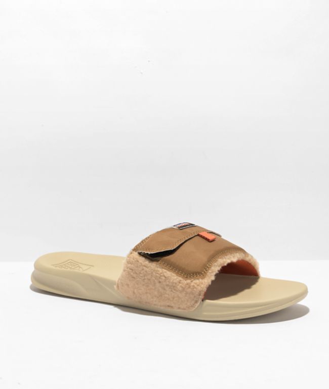 Reef Jacket Stash Tan Slide Sandals