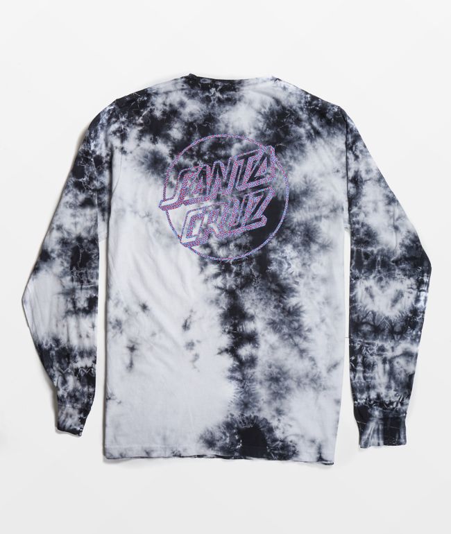 Santa Cruz Amoeba Opus Dot Black White Tie Dye Long Sleeve T Shirt santa-cruz-amoeba-opus-dot-black-white-tie-dye-long-sleeve-t-shirt