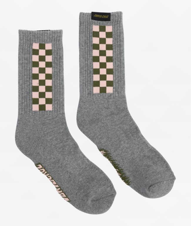 Santa Cruz Flame Checkered Grey Crew Socks