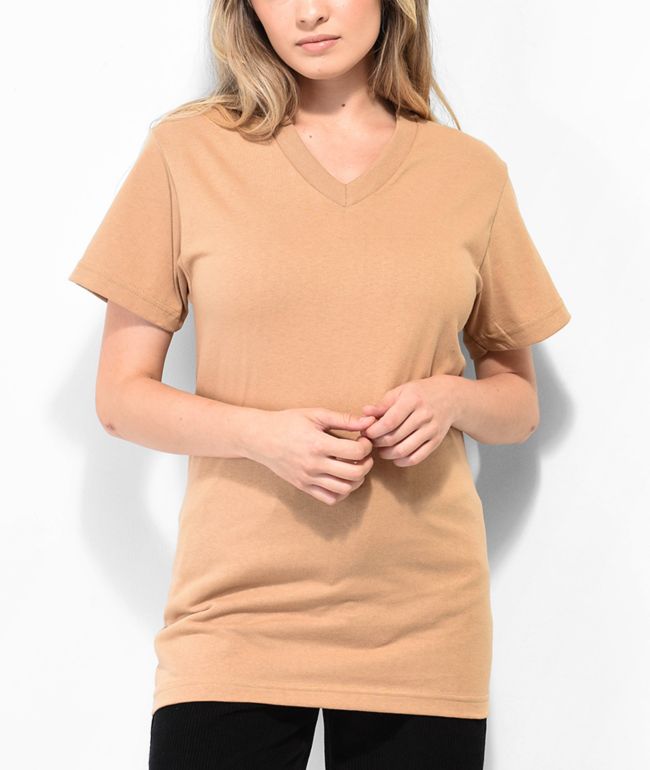 Shaka Wear V Neck Khaki T-Shirt