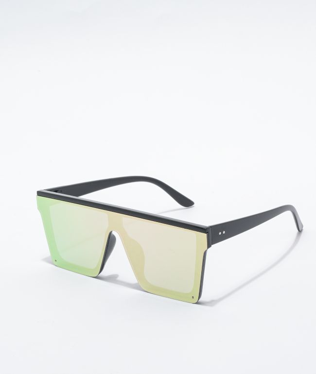 Shield Green Mirrored Sunglasses