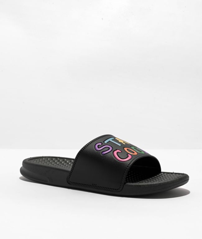 Puff Paint Black Slide Sandals