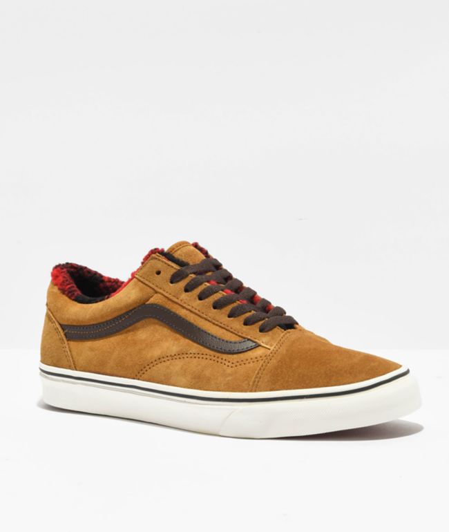 Vans Old Skool Cozy Hug Brown And Red Skate Shoes