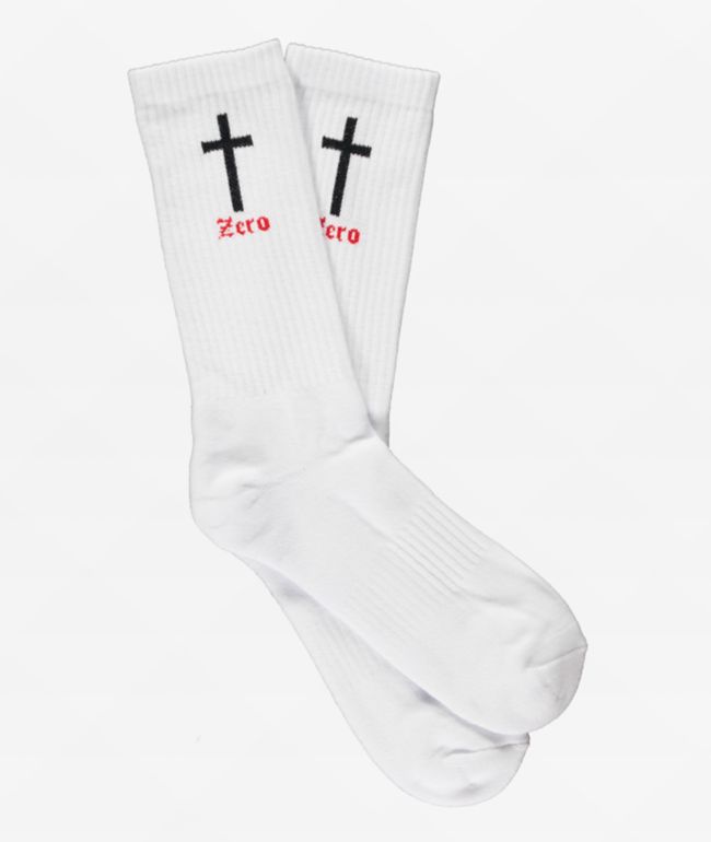 Zero Cross White Crew Socks