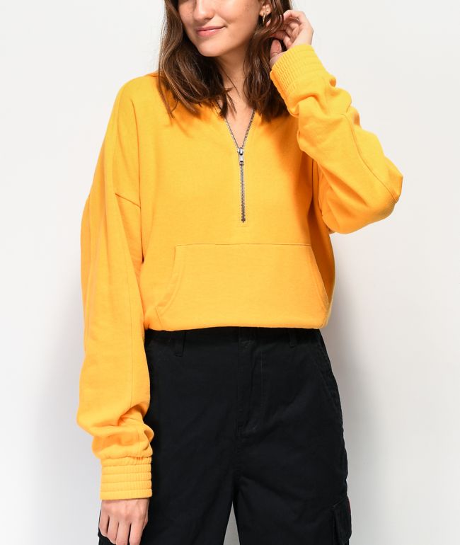 Zine Serenity Gold Quarter Zip Crop Hoodie zine-serenity-gold-quarter-zip-crop-hoodie