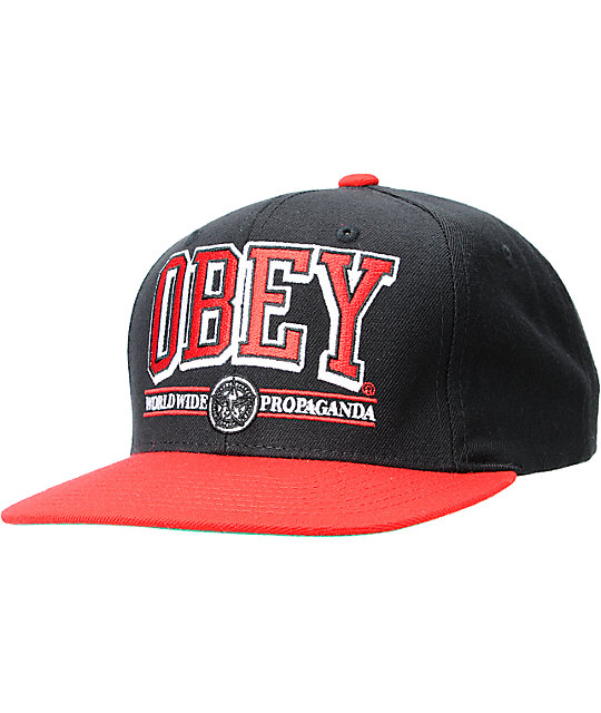 obey snapback black and red