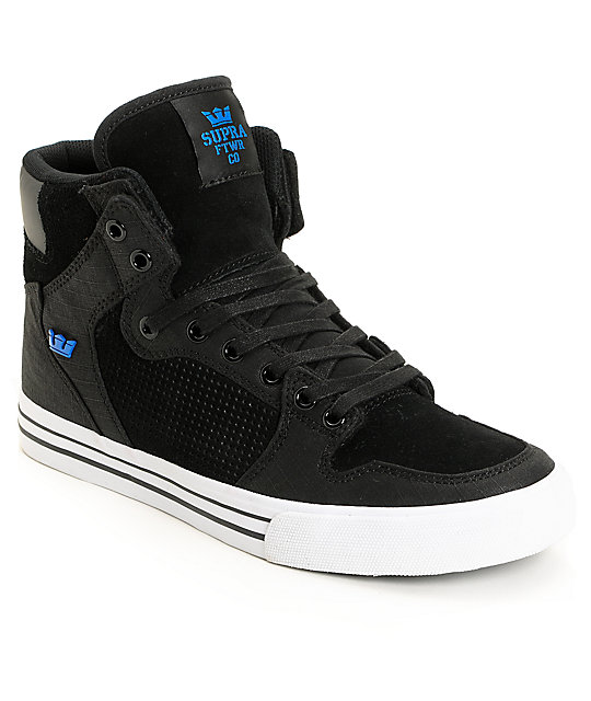 Supra Vaider Ripstop Black Suede & Blue Shoes | Zumiez