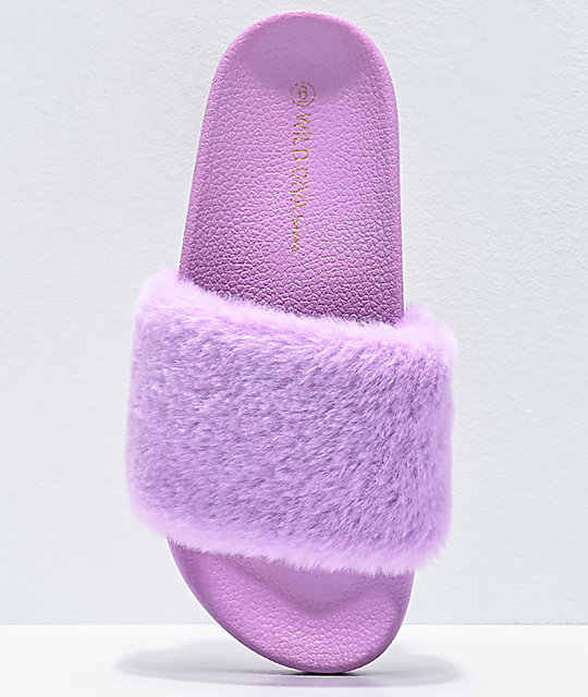 Trillium Lavender Fur Slide Sandals | Zumiez